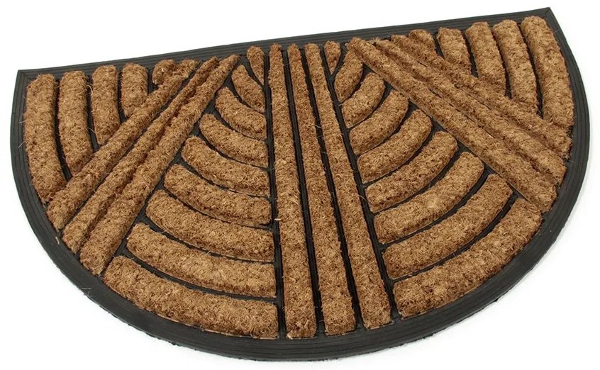 Kokosová čistící venkovní vstupní půlkruhová rohož Stripes - Lines, FLOMAT - délka 45 cm, šířka 75 cm a výška 2,2 cm