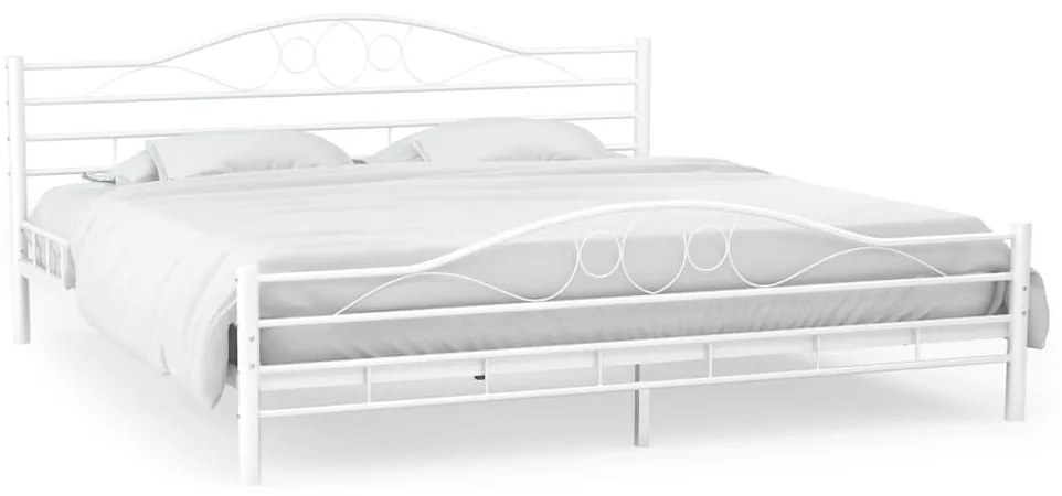 246749 vidaXL Kovový rám postele s laťkovým roštem bílý 180x200 cm obloučky