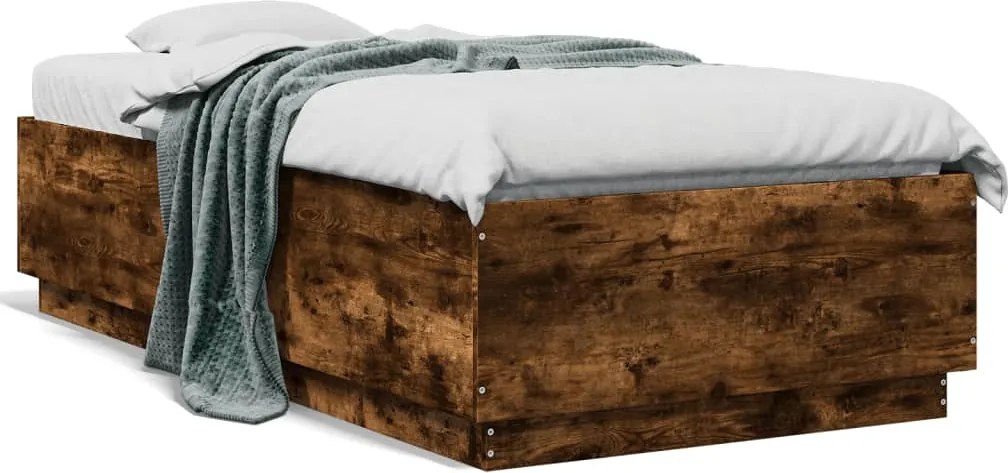 Rám postele s LED osvětlením kouřový dub 90 x 190 cm kompozit 3209664