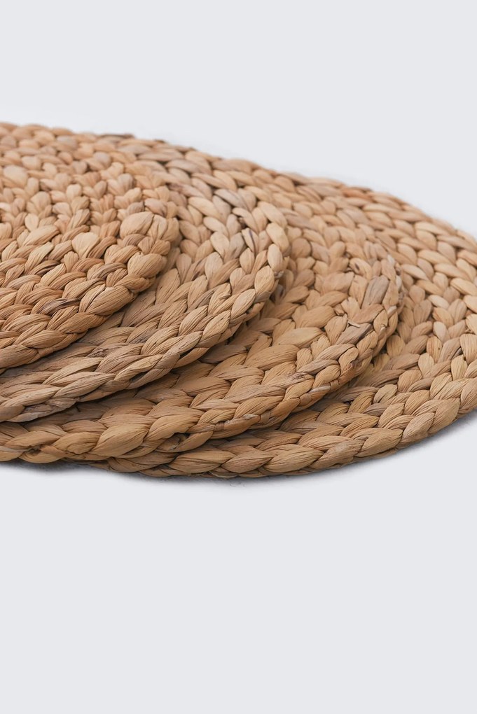 Sada prostírání ILANA, 4-set, průměr 30 cm, vodní hyacint, natur