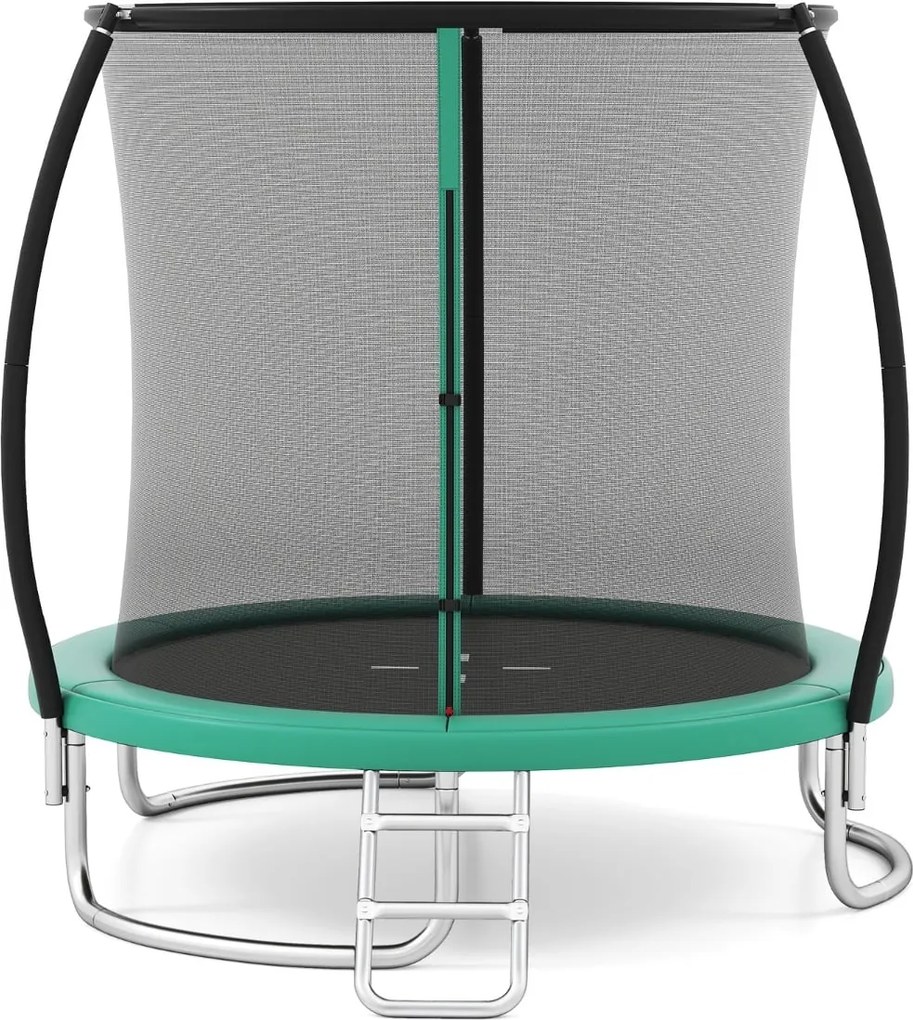 Costway Trampolína Ø244 cm se žebříkem a ochrannou sítí kulatá zahradní