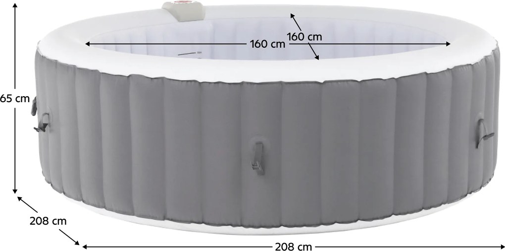 Nafukovací vířivka, šedá/bílá, 4-6 os, 1000 l, KAMINO NEW TYP 2
