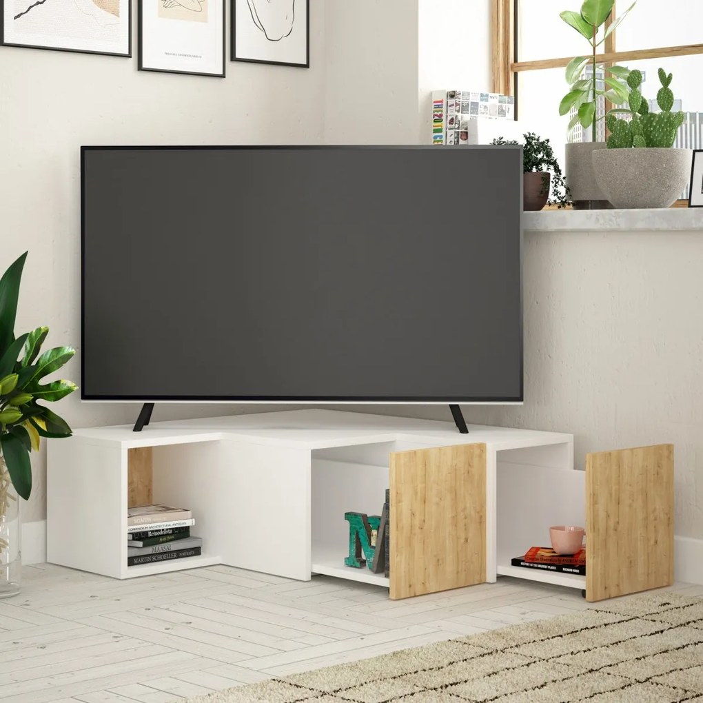 TV stolek COMPACT 90 cm bílý/dub