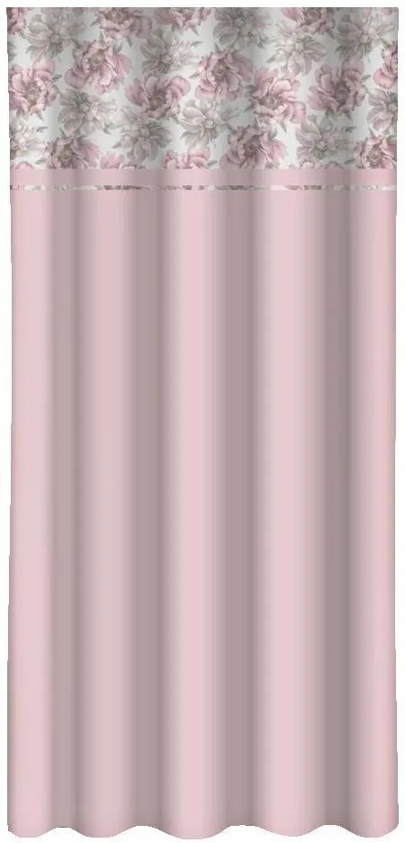 Růžový dekorativní závěs s potiskem růžových pivoněk Šířka: 160 cm | Délka: 270 cm