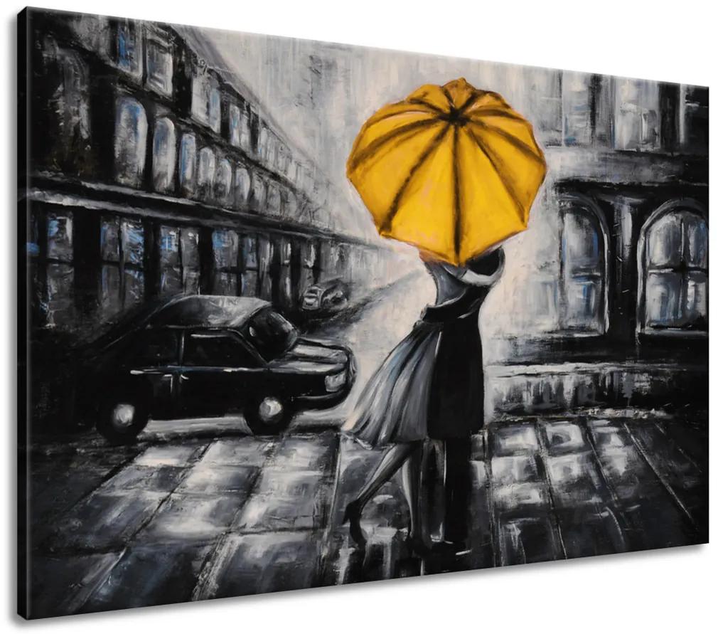 Gario Ručně malovaný obraz Žlutý polibek v dešti Rozměry: 120 x 80 cm
