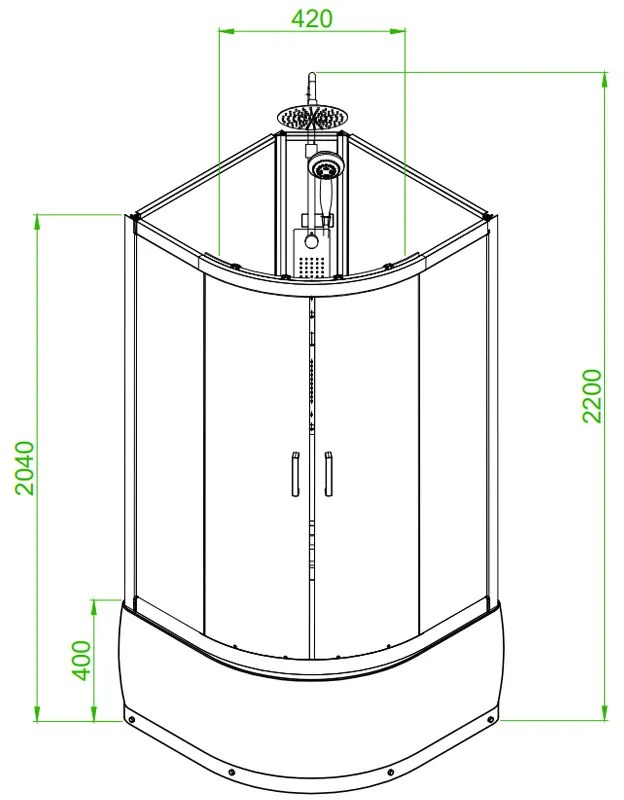 BPS-koupelny Hydromasážní box HYD-NI80, 80x80 cm