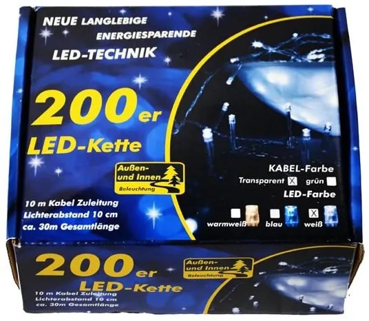 Nexos 803 Vánoční LED osvětlení 200 LED - bílé 18 m