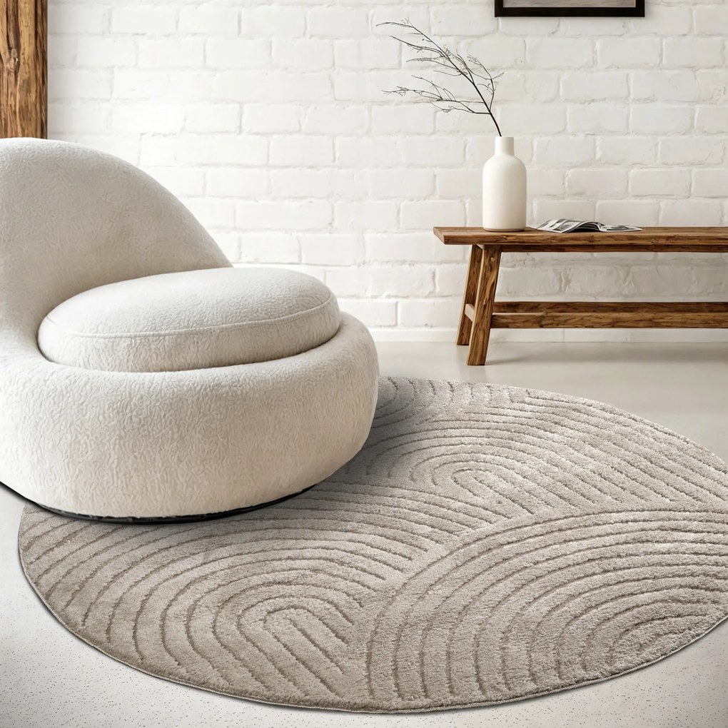ELLE Decoration, Kusový koberec New York 106204 kruh, 200x200 (průměr) kruh, hnědá, ložnice