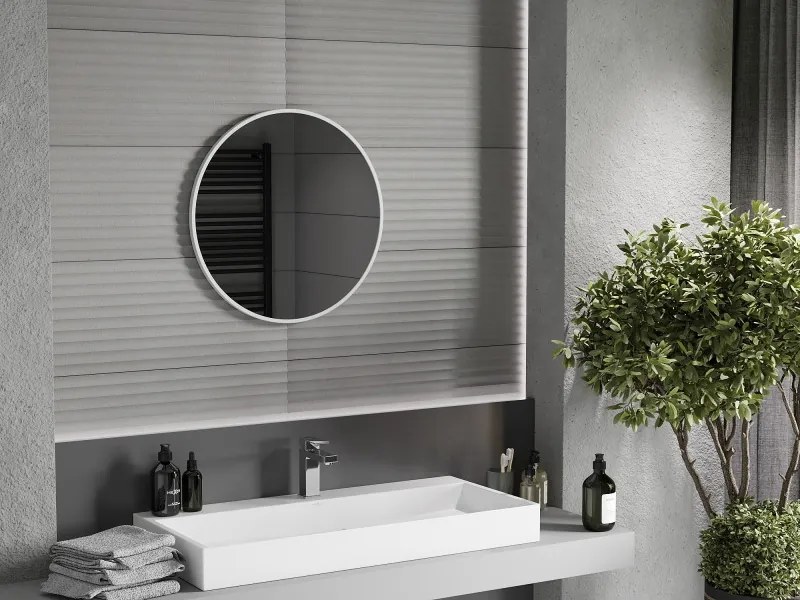 Mexen Loft kulaté koupelnové zrcadlo 60 cm, bílý rám - 9850-060-060-000-20