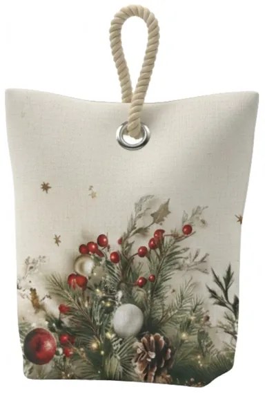 Forbyt Vánoční dveřní zarážka Cesmína CYH6024GC 22x23 cm
