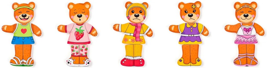 WOODY DŘEVO Šatní skříň Medvědí rodinka vkládací puzzle 54 dílků v boxu 90819