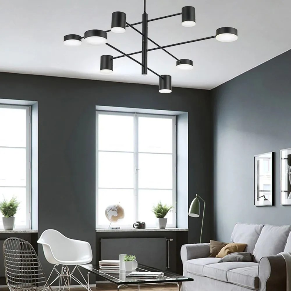 Toolight Toolight, LED stropní svítidlo s 8 rameny 75x124 cm APP598-8C, černá, OSW-08566