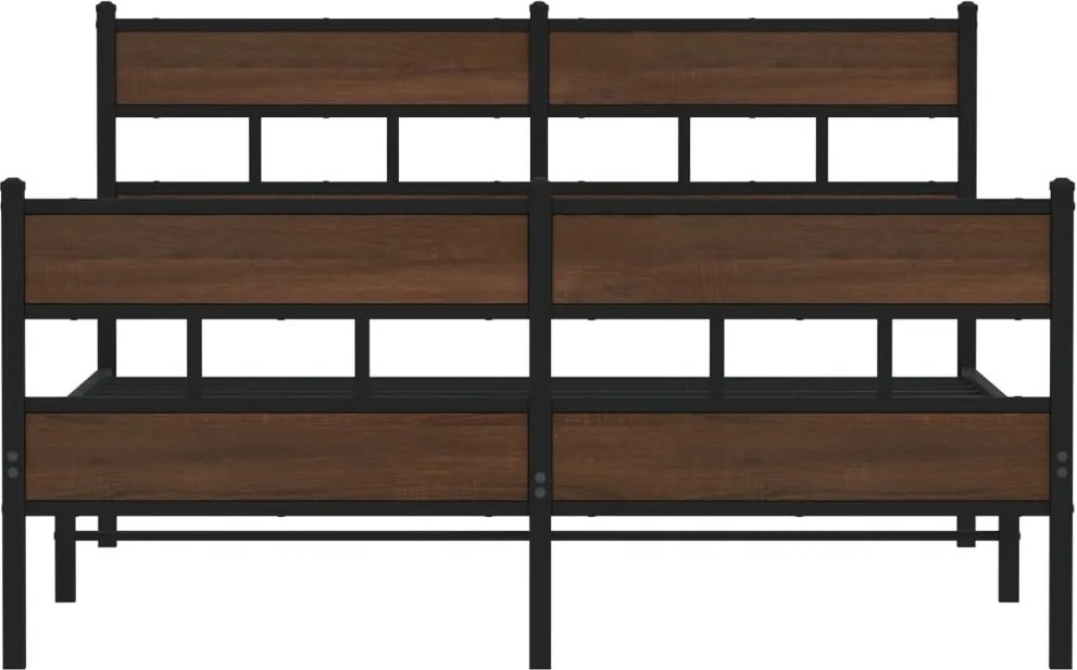 Kovový rám postele bez matrace hnědý dub 150 x 200 cm 3308476