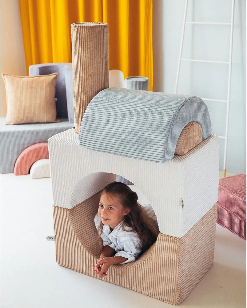 Manšestrové pěnové hřiště v mentolové barvě 75x49x37 cm Rainbow Montessori – Wigiwama