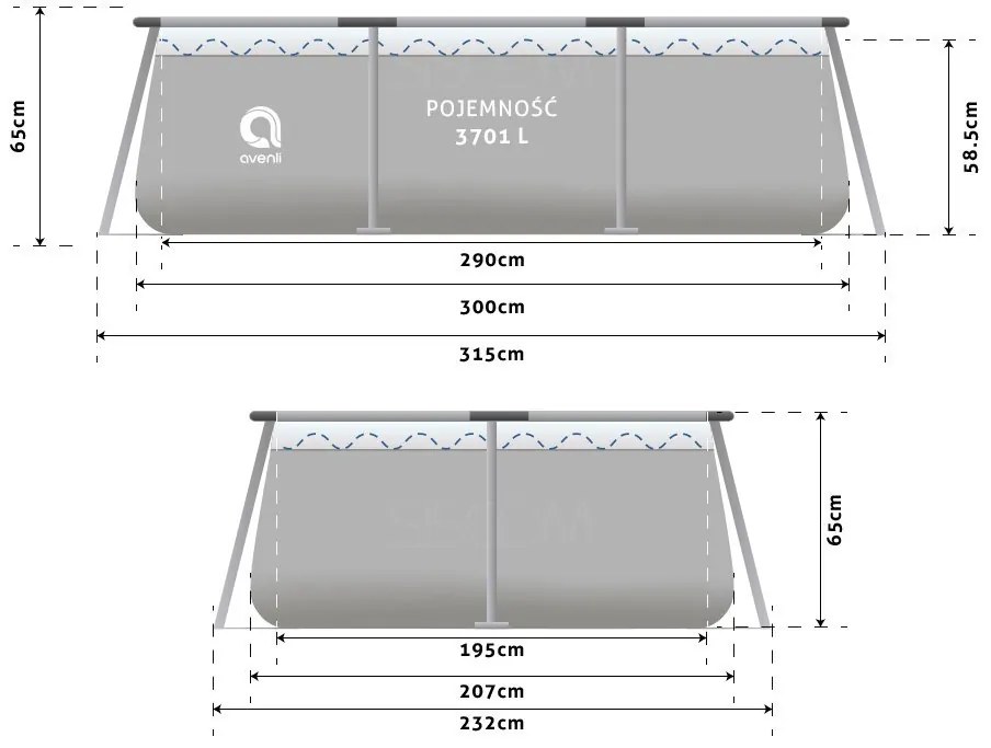 Zahradní bazén s filtrací 300 x 207 x 65 cm