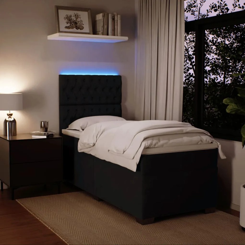 Box spring postel s matrací černá 90x200 cm samet 3293118