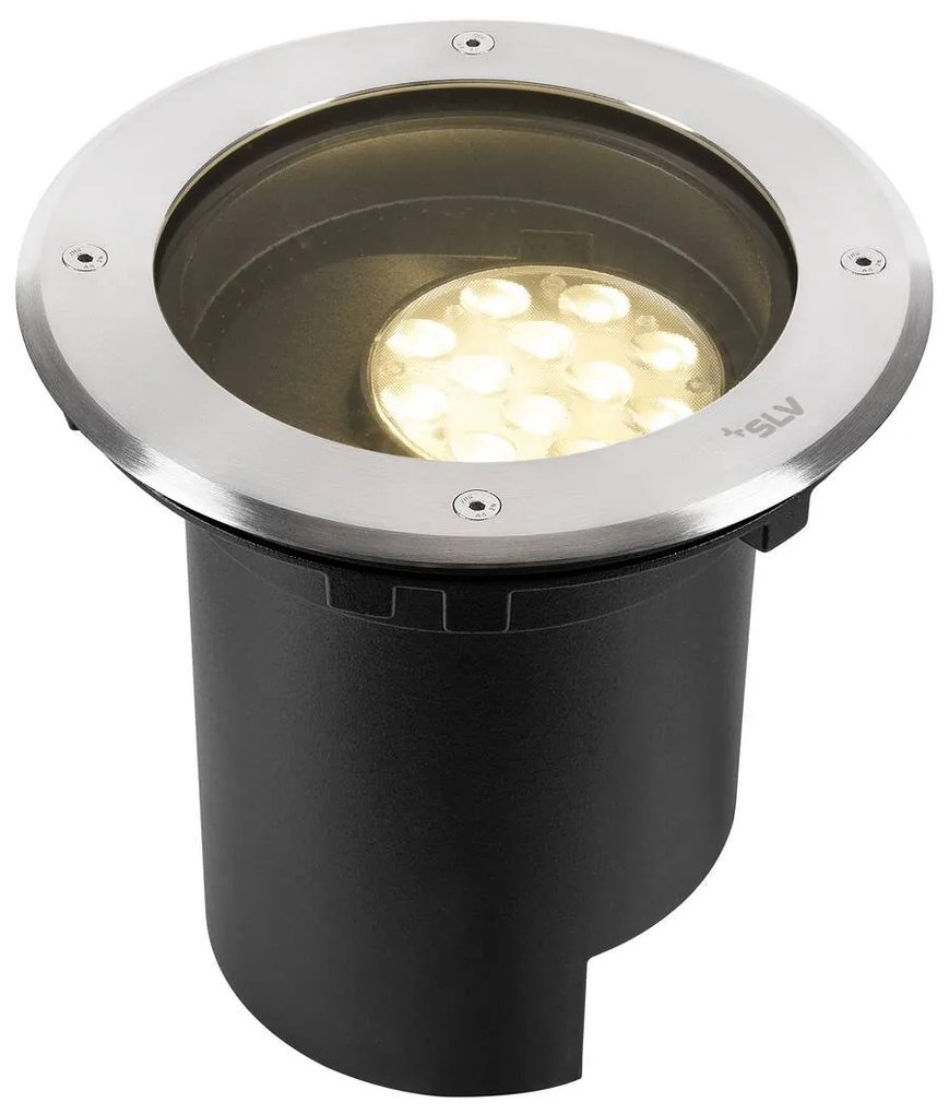 LA 1009168 DASAR® L svítidlo do země, asymetrické, 3000K, 70°/40°, IP65/IP67, kulaté, nerezová ocel / černá - BIG WHITE (SLV)