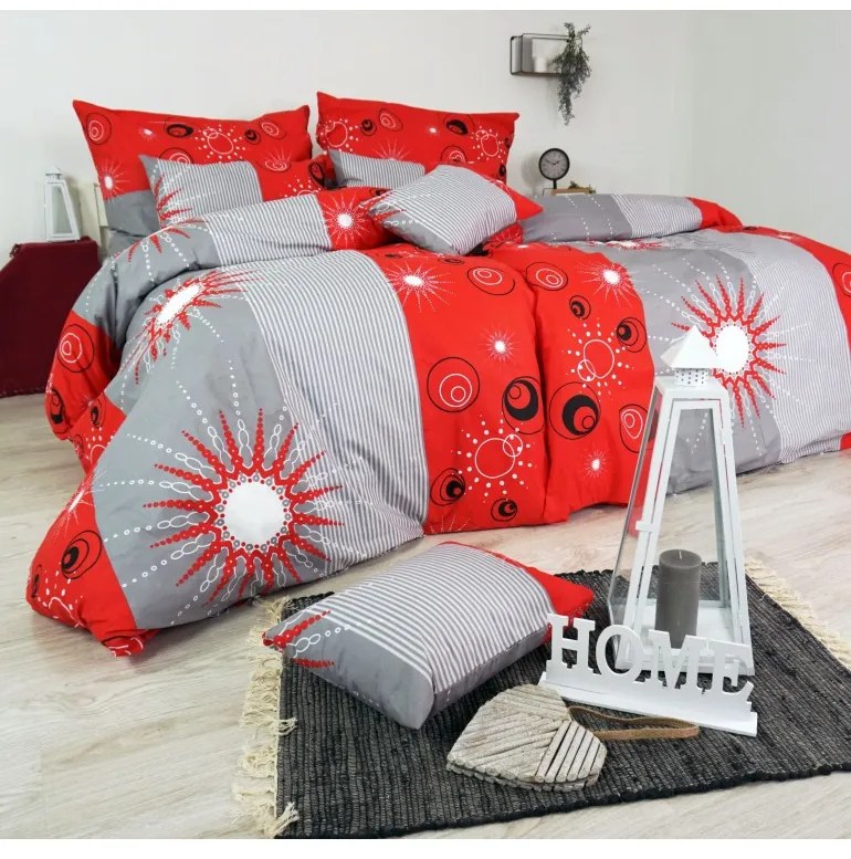 Povlečení bavlněné Tilia červené EMI, Standardní set jednolůžko obsahuje 1x 140x200 + 1x 70x90