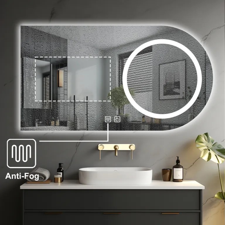 LED koupelnové zrcadlo 80 × 60 cm s odmlžováním