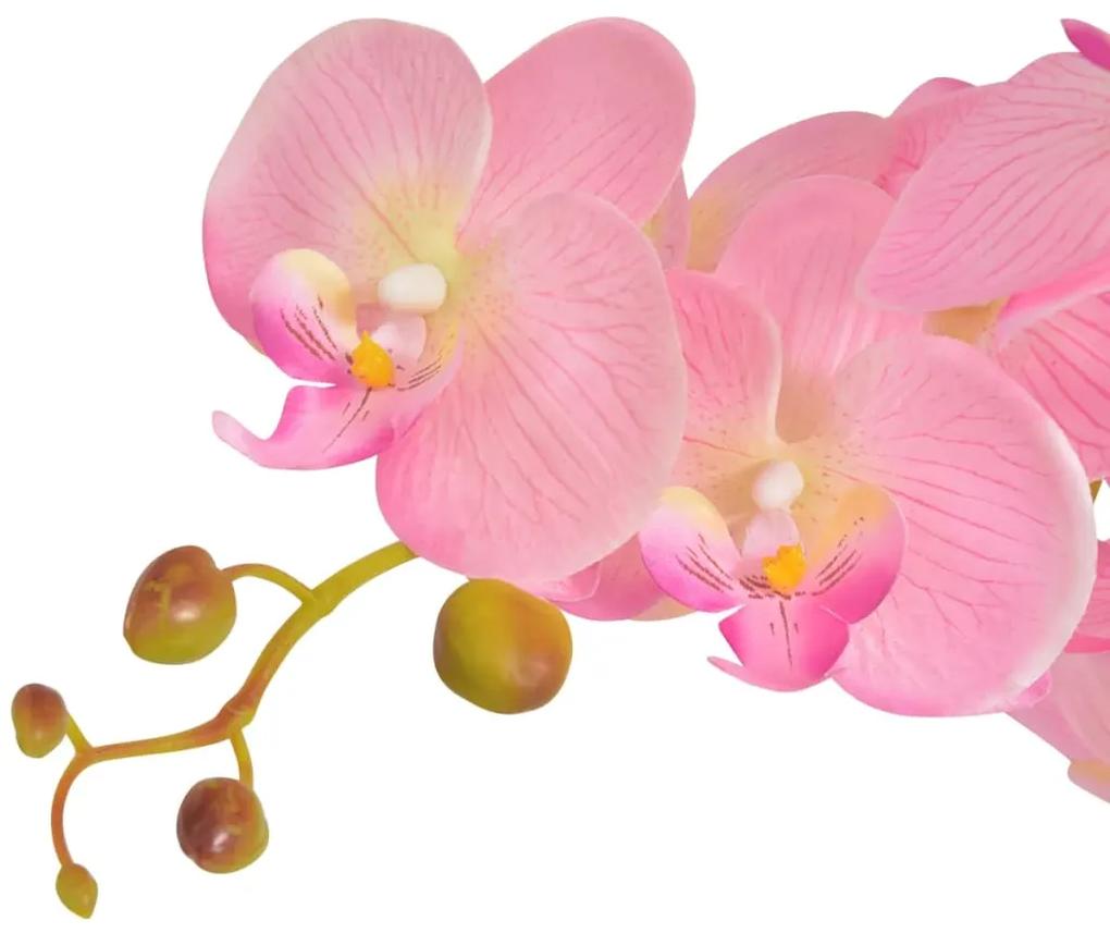Umělá rostlina orchidej s květináčem 75 cm růžová