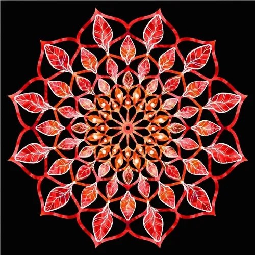 AMADEA Dřevěná dekorace mandala červená 9 cm