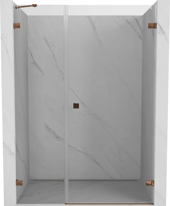 Mexen Lunar-B, pravé otočné sprchové dveře 140 cm, 8mm čiré sklo, růžové zlato profil, 832S-140-050-60-00-P