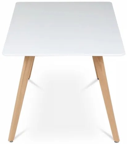 Jídelní stůl 120x80x74 cm, MDF, bílý matný lak, masiv buk DT-313 WT