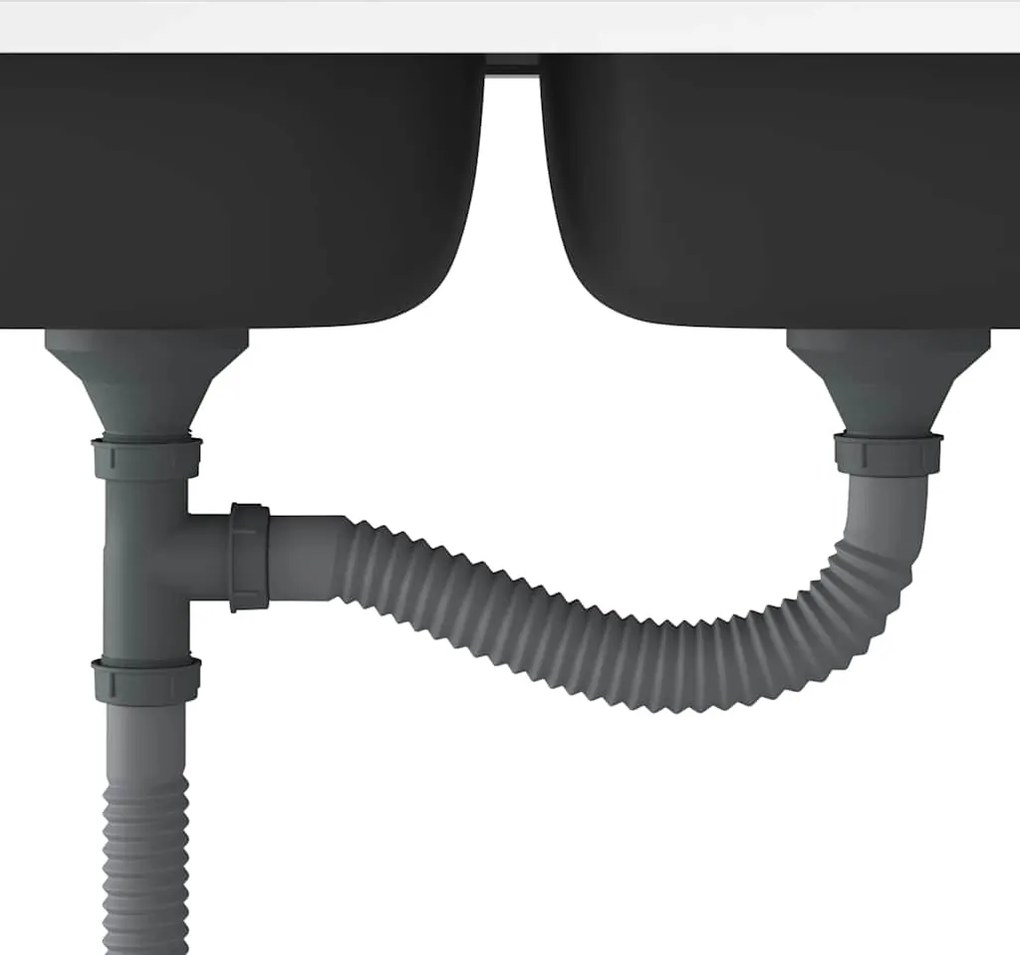 Kuchyňský dvojitý dřez stříbrný 1 200x500x155 mm nerezová ocel 147238