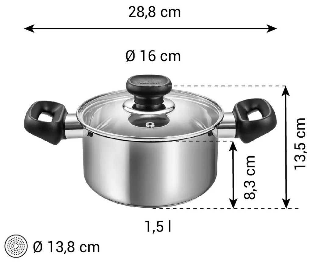 TESCOMA Kastrol BRAVA s poklicí ø 16 cm, 1,5 l