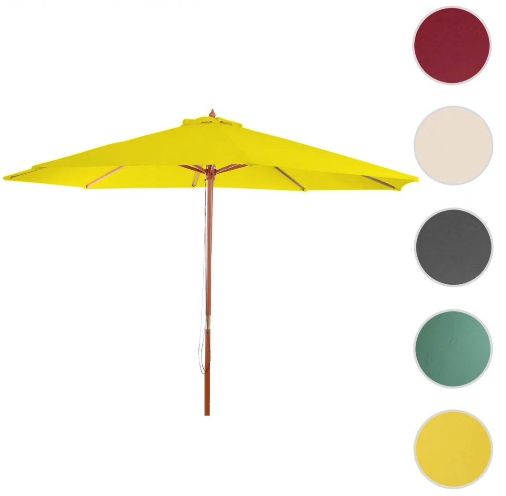 Slunečník Florida Ø 3,5m - polyester/dřevo 7kg - žlutý