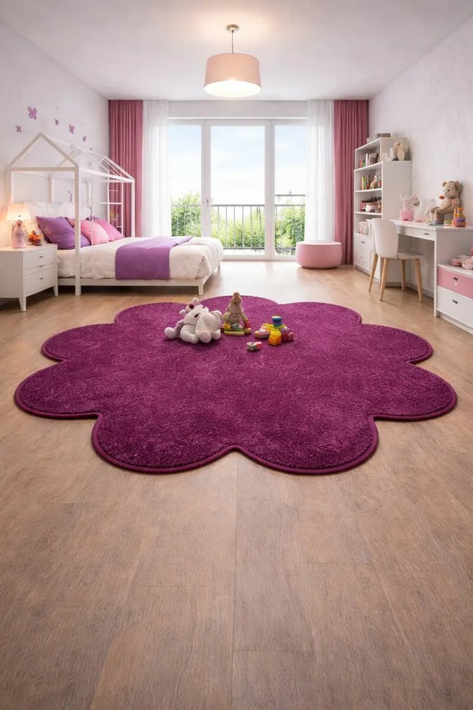 Vopi, Kusový koberec Eton fialový květina, 120x120 kytka, fialová, chodba / předsíň