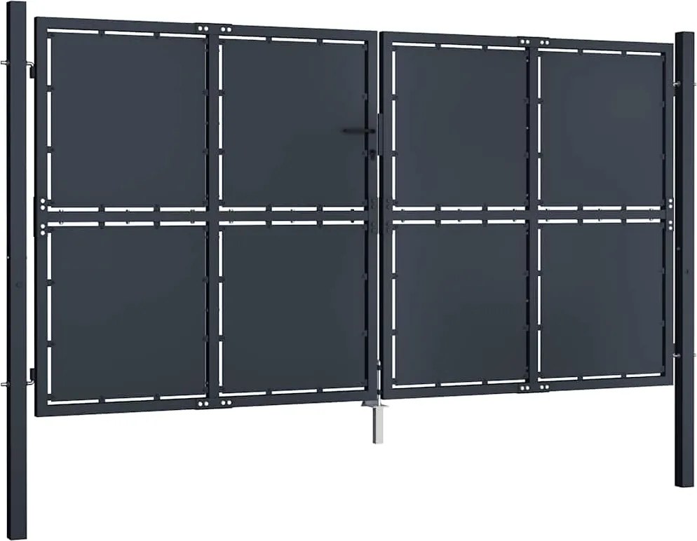 Zahradní brána ocelová 300 x 125 cm antracitová 144525