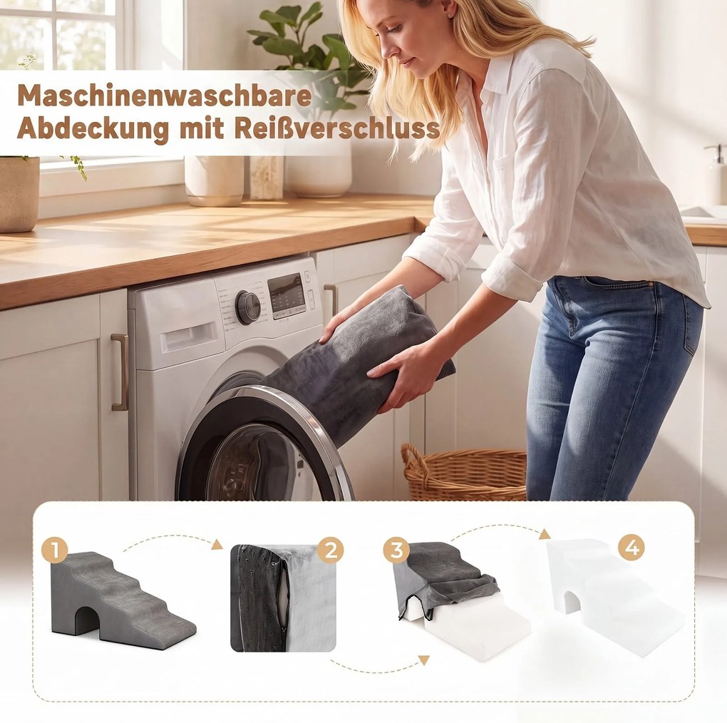 Costway Schodiště pro psy 4 Schody Pet Schody 43 cm vysoké s otvorem