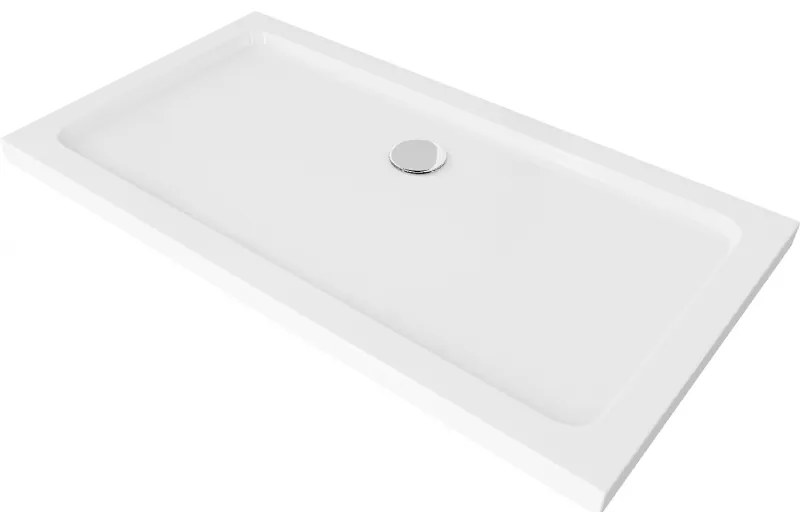 Mexen Flat obdélníková vanička slim 120 x 70 cm, bílá, sifon chrom - 40107012