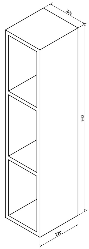 Sapho, ESPACE otevřená policová skříňka 20x94x22cm, bílá (ESP130), ESC130-3030