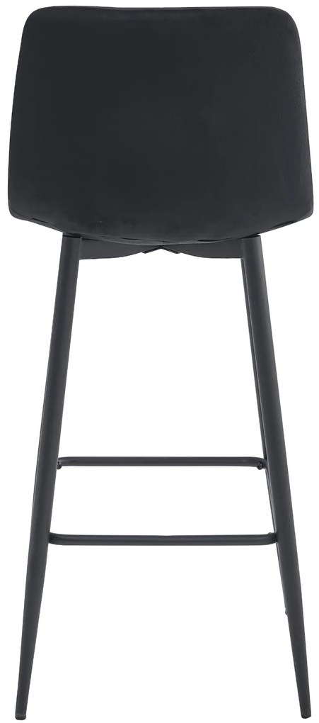 Černá barová židle NADO VELVET s černými nohami
