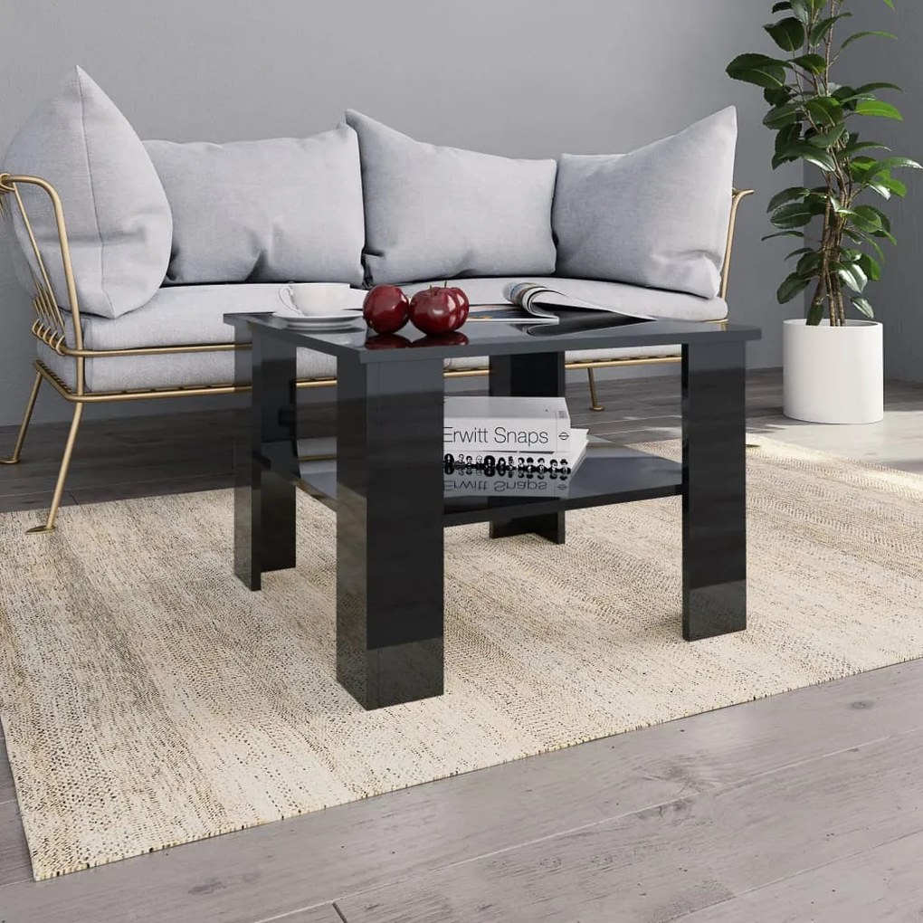 800214 vidaXL Konferenční stolek černý vysoký lesk 60x60x42 cm dřevotříska