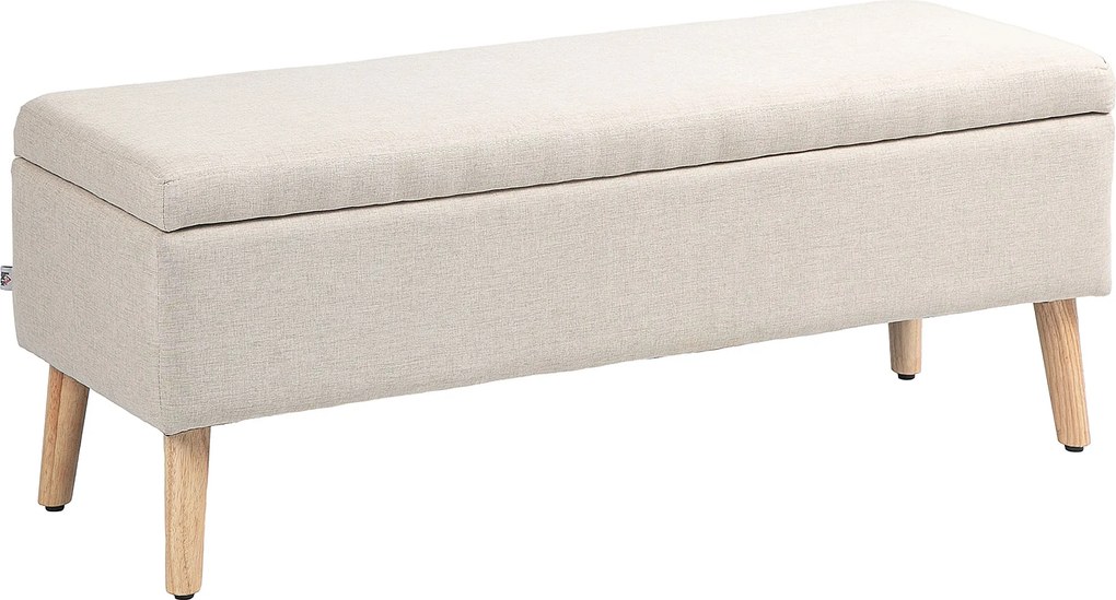 HOMCOM Lavice Čalouněná lavice s úložným prostorem 110 x 39 x 45 cm v béžové barvě se vzhledem lnu do předsíně ložnice obývacího pokoje z kaučukového…
