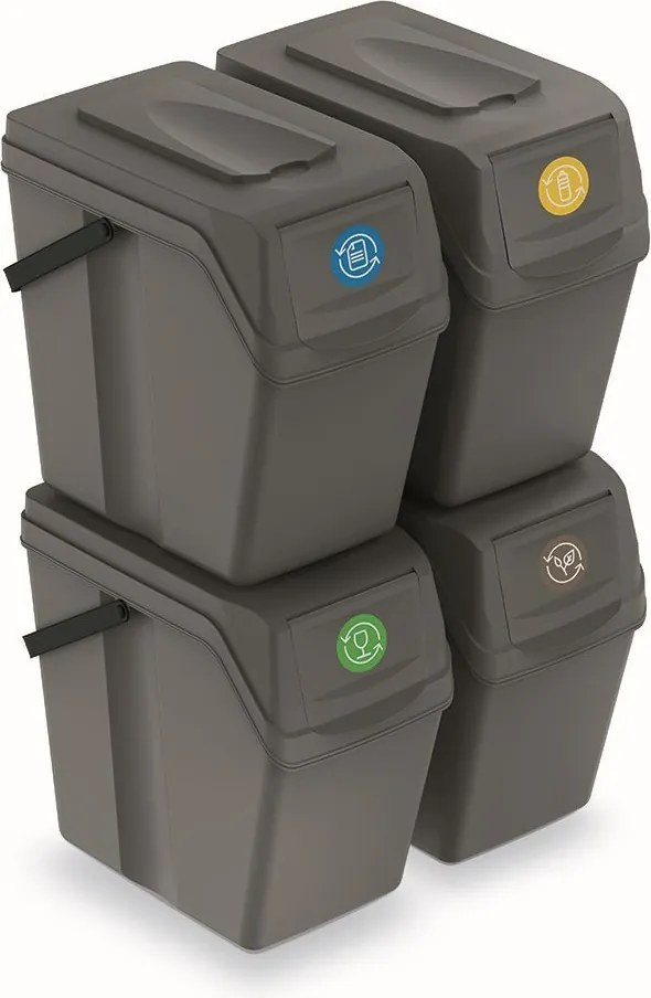 Sada košů na třídění odpadu SORTERRA 4x25L šedý kámen