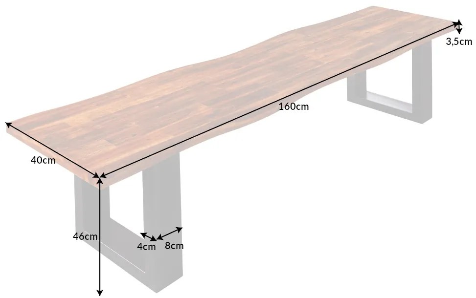 Designová lavice Evolution 160 cm hnědá akácie - Skladem