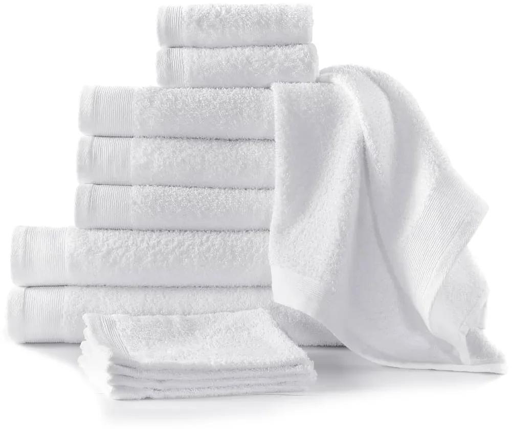 134673 vidaXL 12dílná sada ručníků a osušek bavlna 450 g/m² bílá