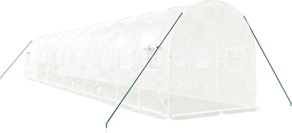 Skleník s ocelovým rámem bílý 24 m² 12 x 2 x 2 m 3188032