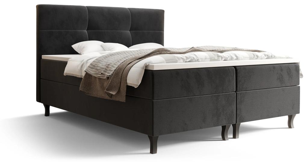 Manželská postel Boxspring 180 cm Lumba (černá) (s matrací a úložným prostorem). 1046685