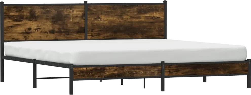 Kovový rám postele bez matrace kouřový dub 193 x 203 cm 3301379