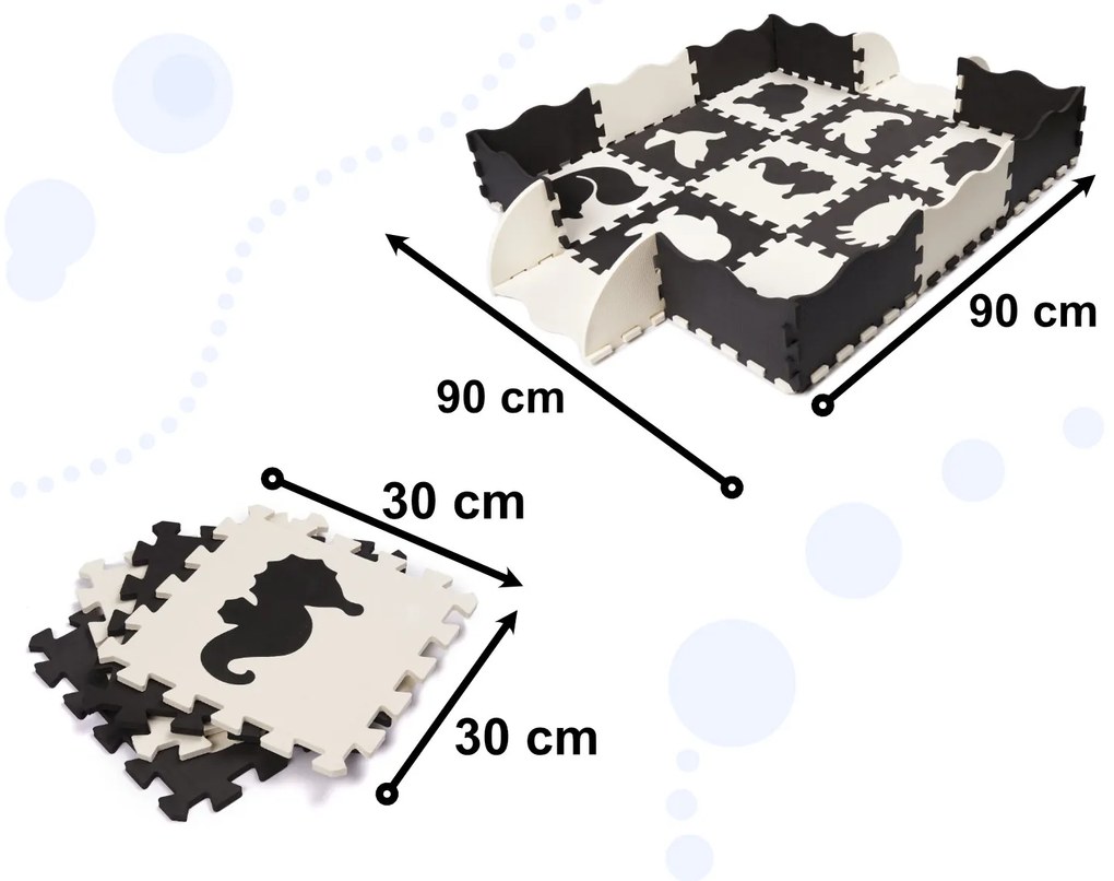 Creative Corner Pěnové puzzle podložka / ohrádka pro děti 25 kusů černá a bílá