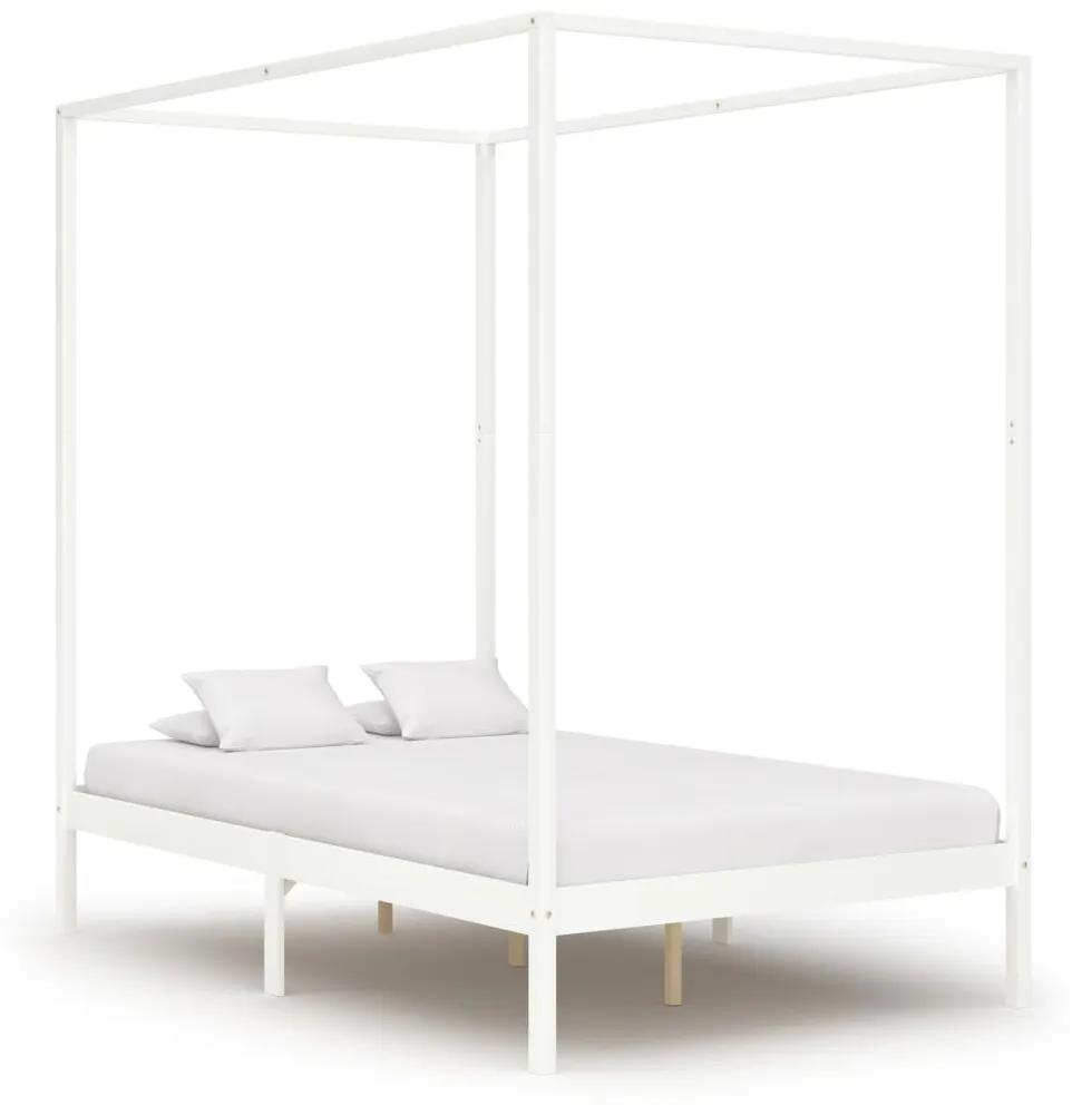 Rám postele s nebesy 2 zásuvky bílý masivní borovice 140x200 cm,  3060444 HangarStore.cz