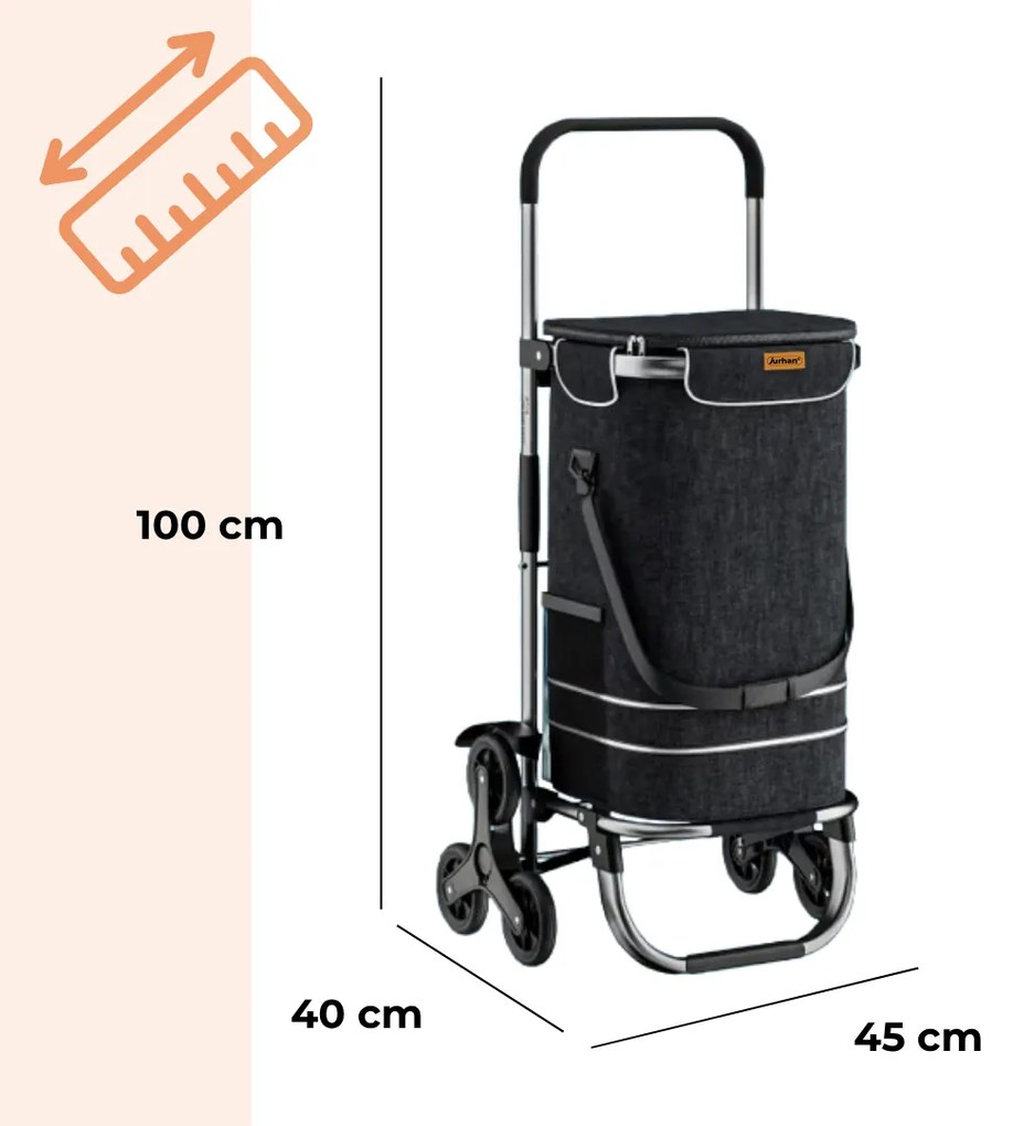 Jurhan Nákupní taška na kolečkách do schodů COMFORT, 50l, černá