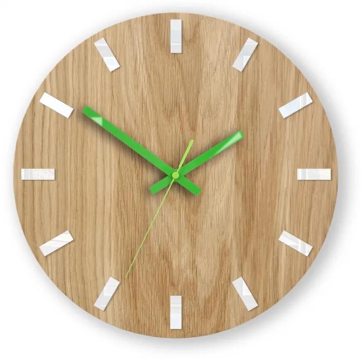 Nástěnné hodiny Simple Oak hnědo-zelené