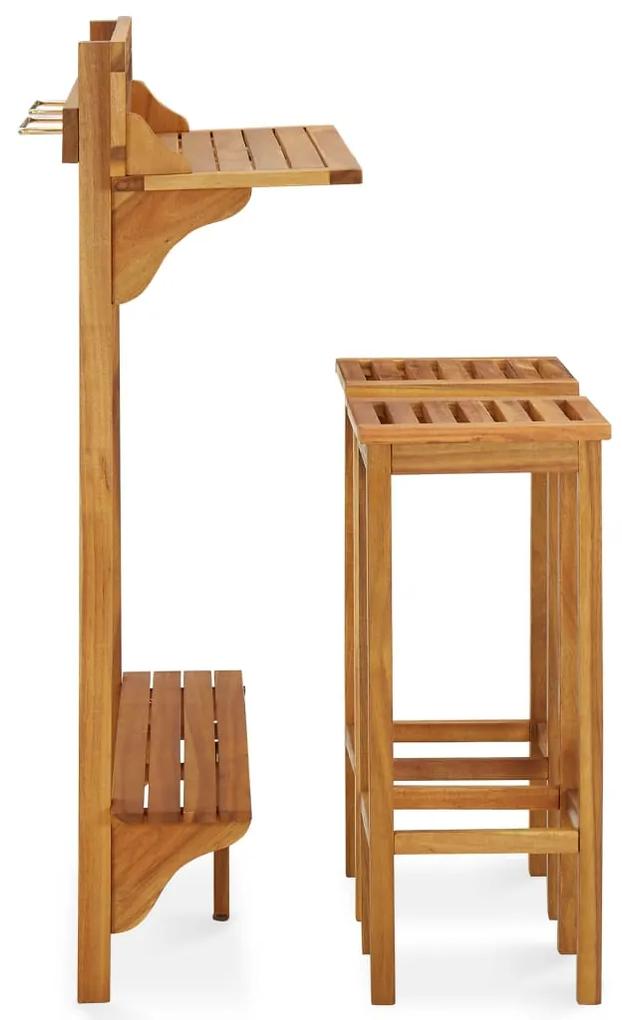 vidaXL 3dílný barový set na balkon masivní akáciové dřevo