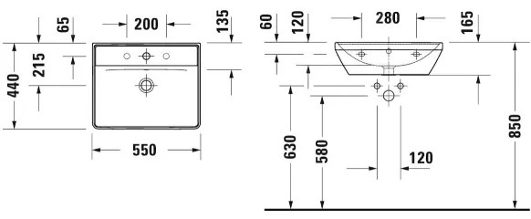 Duravit 2366550060 - Závěsné umyvadlo D-NEO 55x44 cm keramika/lesklá bílá